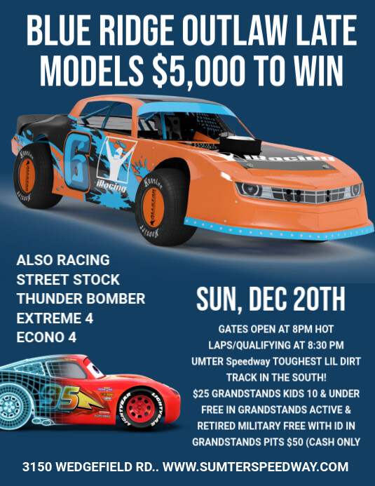 Blue Maximalist Blue Ridge outlaw Late Models Flyer (us Letter ...