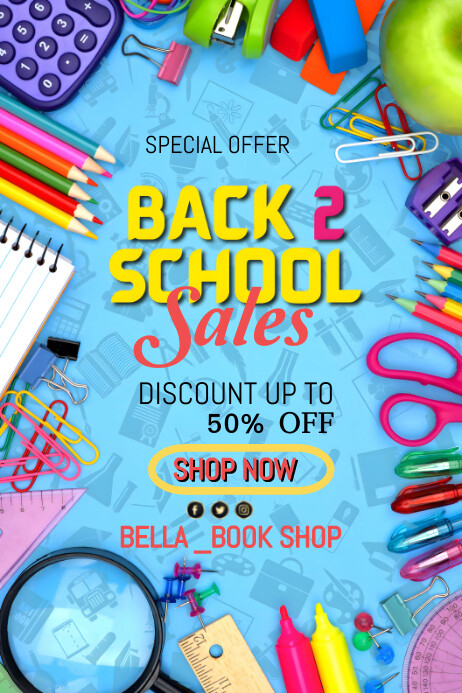 Blue Maximalist Book Shop Poster Template | PosterMyWall