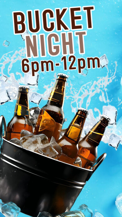 Blue Maximalist Bucket Night/ Night Party Instagram Story Template ...