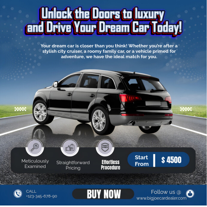 Blue Maximalist Buy Your Dream Car Instagram Post Template | PosterMyWall