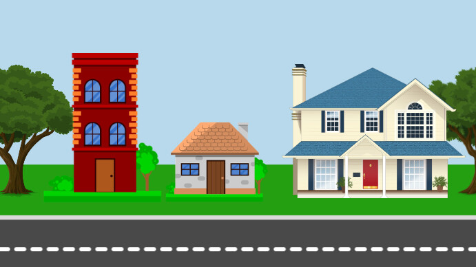 Blue Maximalist Cartoon Background Video Design Digital Display (16:9 ...