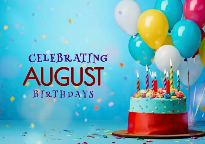 Copy of Blue Maximalist Celebrating August Birthdays A4 | PosterMyWall