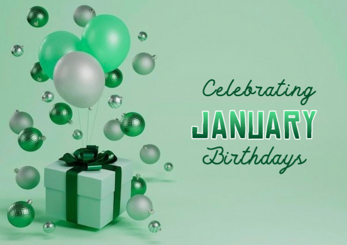 Blue Maximalist Celebrating January Birthdays A4 Template | PosterMyWall