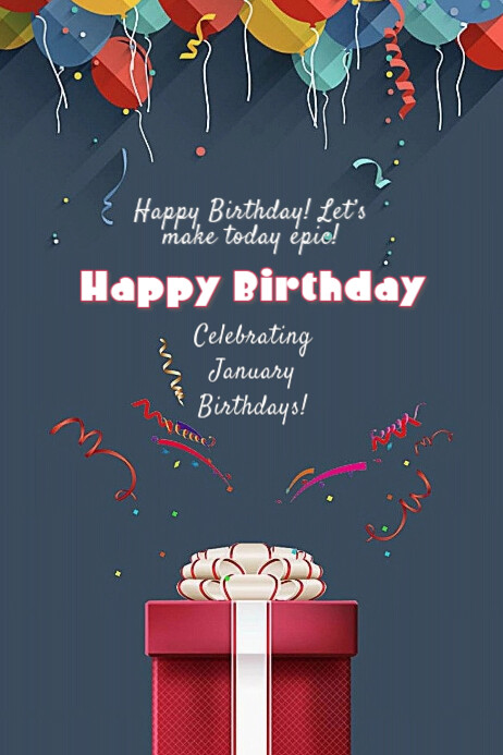 Copy of Blue Maximalist Celebrating January Birthdays Banner 4' × 6 ...