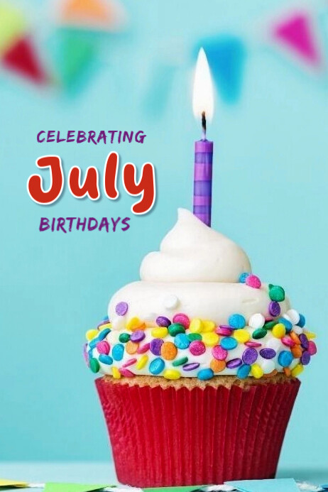 Plantilla de Blue Maximalist Celebrating July Birthdays Banner 4' × 6 ...