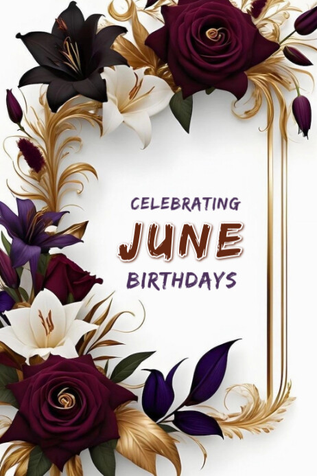 Blue Maximalist Celebrating June Birthdays Banner 4' × 6' Template ...