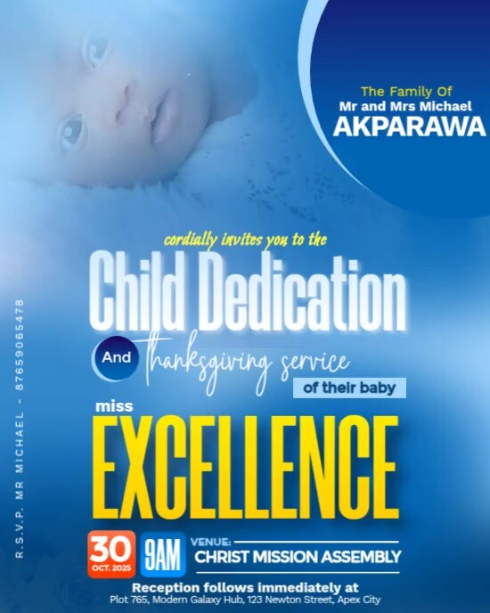 Blue Maximalist Child Dedication Ceremony Template Instagram Portrait ...