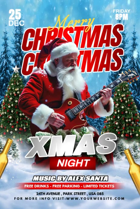 Plantilla de Blue Maximalist Christmas Party Video Ads Flyer Poster ...