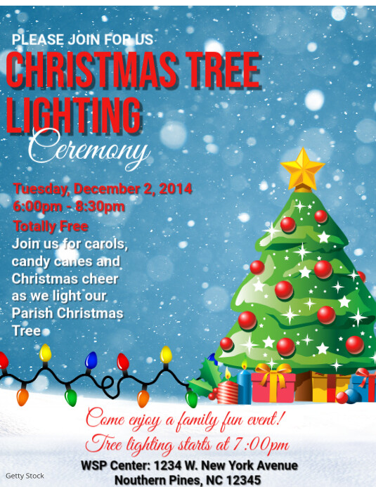 Copy of Blue Maximalist Christmas Tree Lighting Ceremony Flyer (us ...