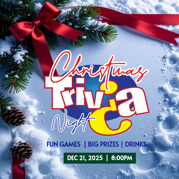 Blue Maximalist Christmas Trivia Night Instagram Post Template ...