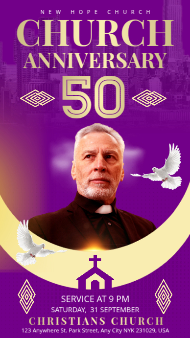 Blue Maximalist Church Anniversary Instagram Story Template | PosterMyWall