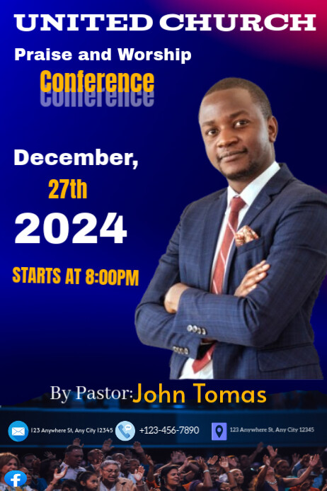 Blue Maximalist Church Events Banner 4' × 6' Template | PosterMyWall