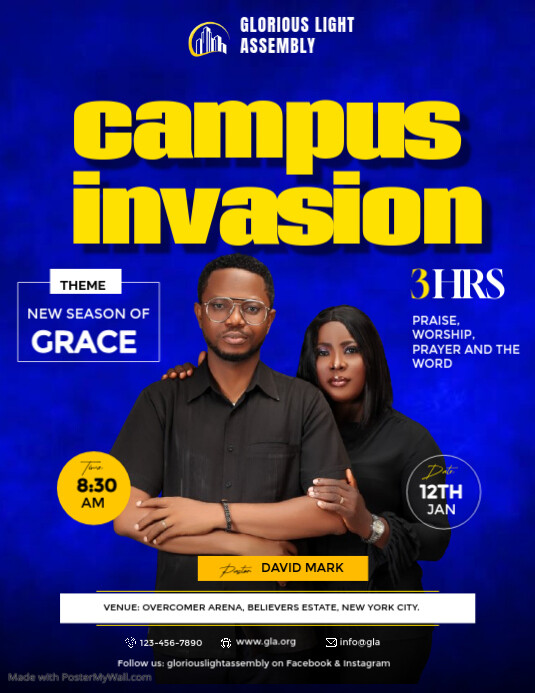 Blue Maximalist Church Flyer (us Letter) Template | PosterMyWall