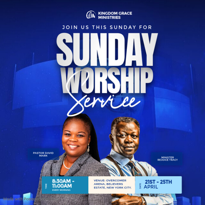 Blue Maximalist Church Flyers Instagram Post Template | PosterMyWall