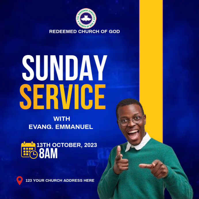 Blue Maximalist Church Instagram Post Template | PosterMyWall