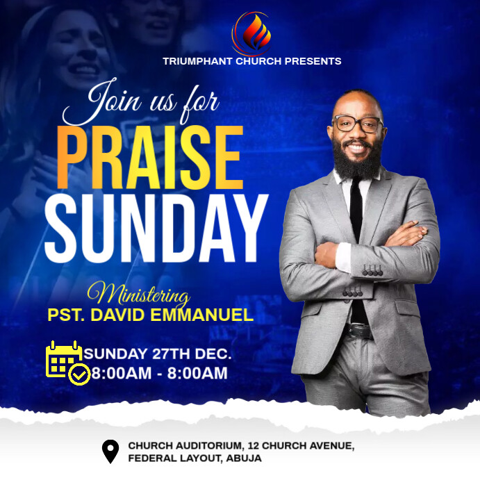 Blue Maximalist Church Instagram Post Template | PosterMyWall