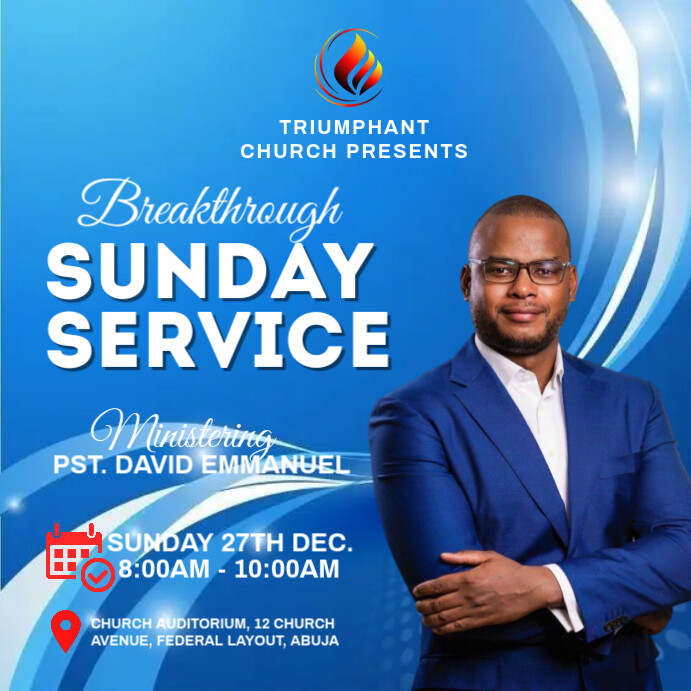 Blue Maximalist Church Instagram Post Template | PosterMyWall