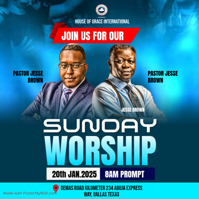 Blue Maximalist Church Instagram Post Template | PosterMyWall