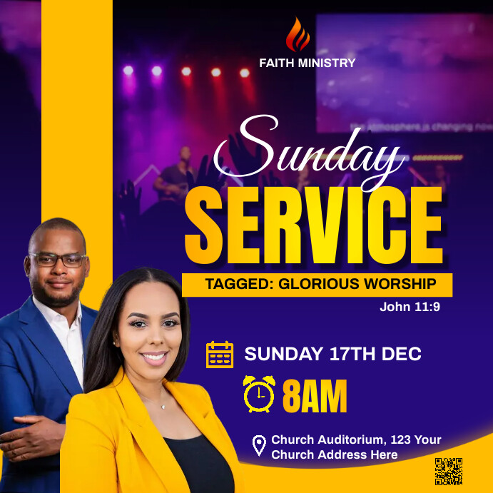 Blue Maximalist Church Instagram Post Template | PosterMyWall