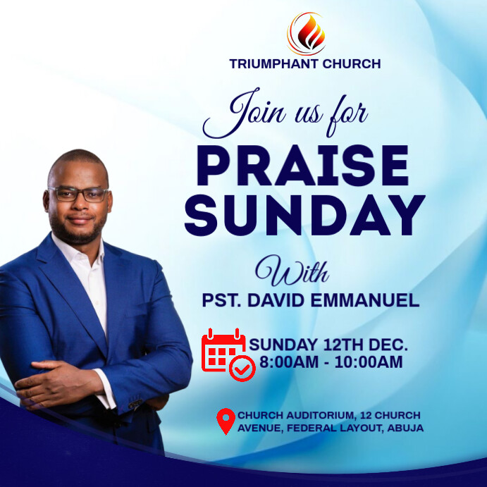 Blue Maximalist Church Instagram Post Template | PosterMyWall