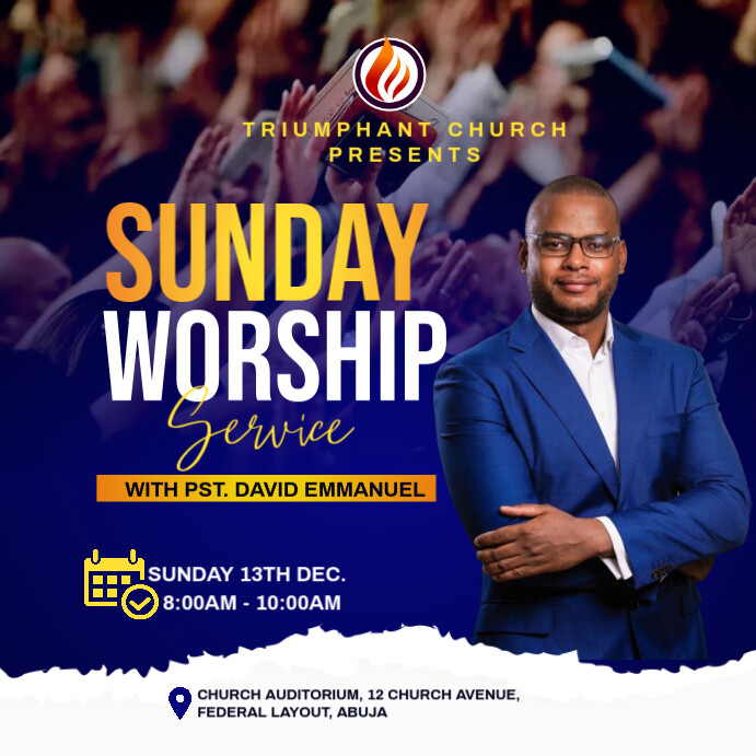 Blue Maximalist Church Instagram Post Template | PosterMyWall