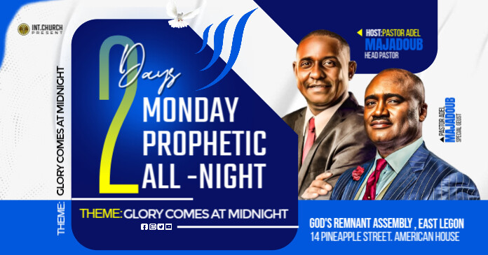 Copy of Blue Maximalist Church Monday Prophetic Service Template ...