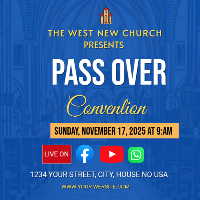 Blue Maximalist Church Passover Convention Event Template Instagram ...