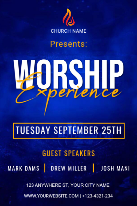 Blue Maximalist Church Worship Poster Template | PosterMyWall