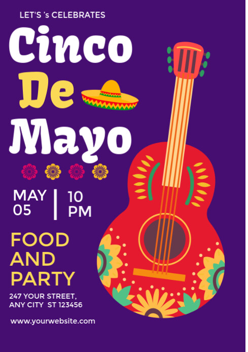 Blue Maximalist Cinco De Mayo Flyer A4 Template | PosterMyWall
