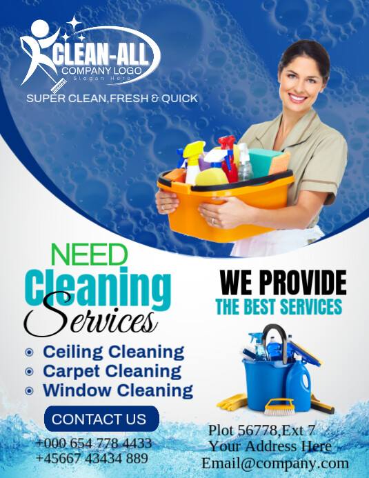 Copy of Blue Maximalist Cleaning Flyer (us Letter) | PosterMyWall