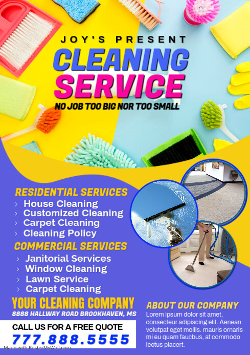 Copy of Blue Maximalist Cleaning Service A4 | PosterMyWall