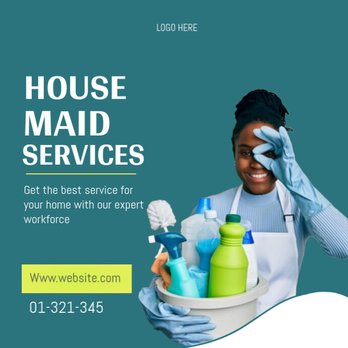 Blue Maximalist Cleaning Services Instagram Post Template | PosterMyWall