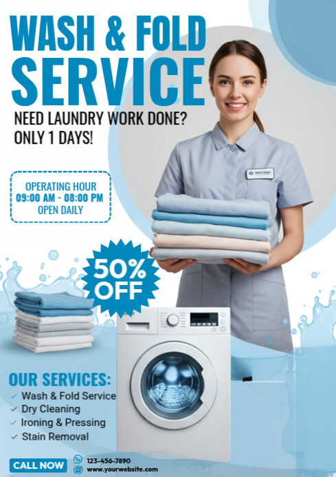 Blue Maximalist Cloth Clean A4 Template | PosterMyWall