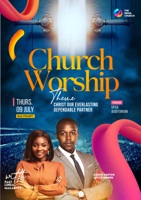 Blue Colourful Editable A4 Church Flyer | PosterMyWall