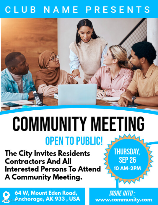 Blue Maximalist Community Meeting Flyer Flyer (us Letter) Template ...