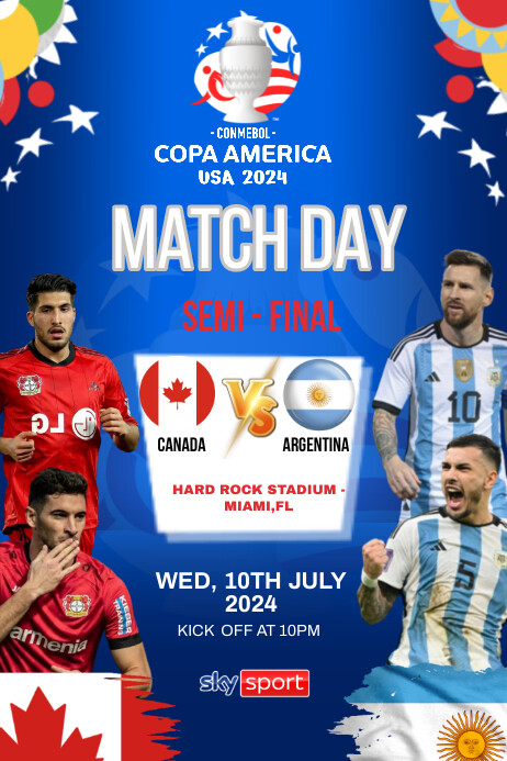 Blue Maximalist Copa America 2024 Argentina V เทมเพลต | PosterMyWall