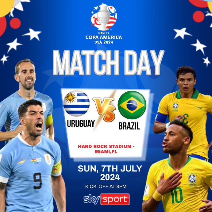 Blue Maximalist Copa America 2024 Uruguay Vs Modelo | PosterMyWall