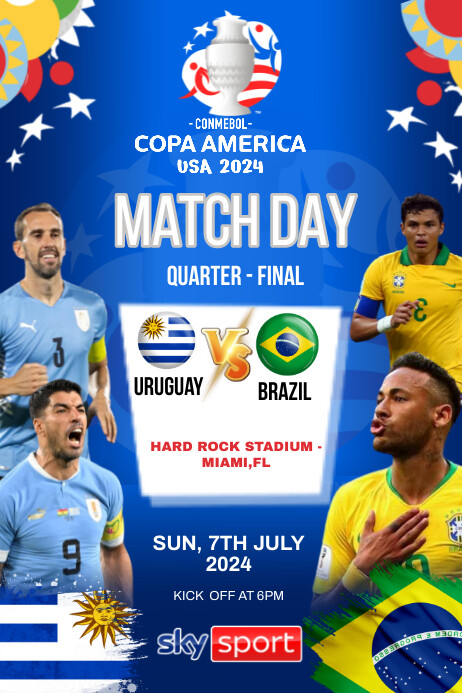 Blue Maximalist Copa America 2024 Uruguay Vs Modelo | PosterMyWall