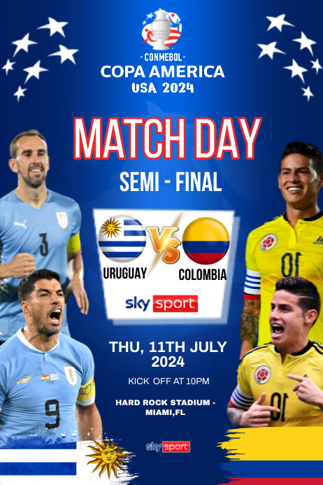 Modèle Blue Maximalist Copa America 2024 Uruguay Vs | PosterMyWall