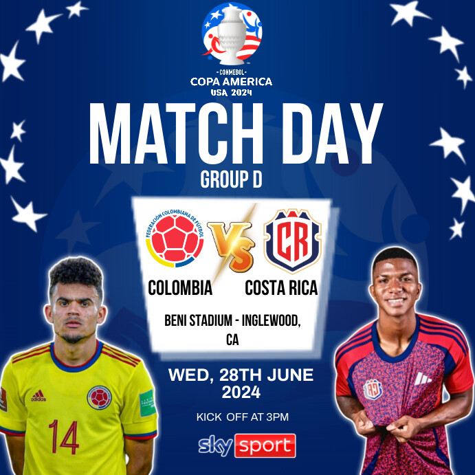 Blue Maximalist Copa America Colombia Vs Cost Template | PosterMyWall