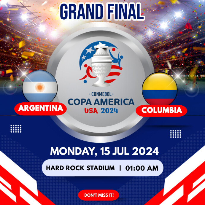 Blue Maximalist Copa America Final Argentina Template | PosterMyWall