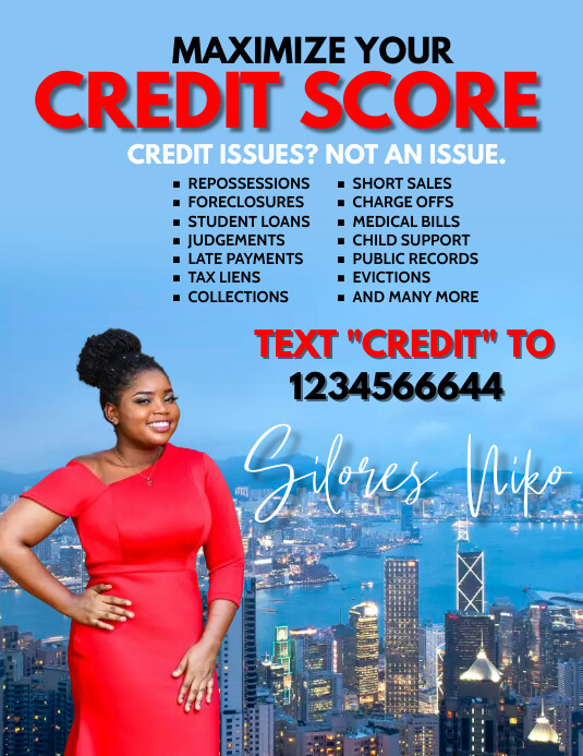 Copy of Blue Maximalist Credit Score Flyer (us Letter | PosterMyWall
