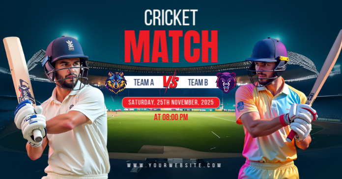 Plantilla de Blue Maximalist Cricket Match Facebook Shared Image ...