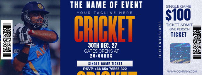 Copy of Blue Maximalist Cricket Ticket Design Facebook Cover Photo ...