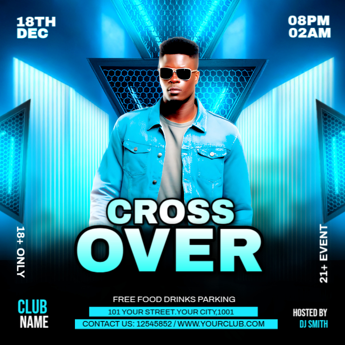Blue Maximalist Cross Over Party Instagram Post Template | PosterMyWall