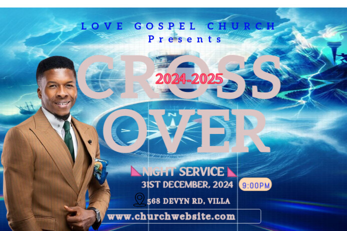 Blue Maximalist Crossover Night Poster Template | PosterMyWall