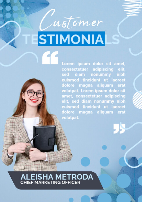 Blue Maximalist Customer Testimonial A1 Template | PosterMyWall