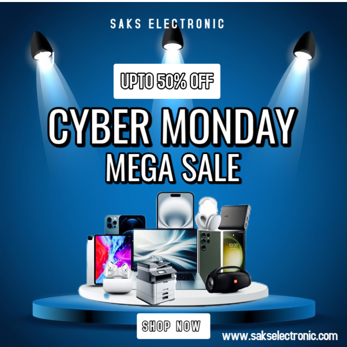 Blue Maximalist Cyber Monday Mega Sale Instagram Post Template ...