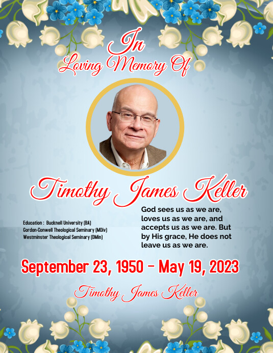 Blue Maximalist Death Announcement Flyer Flye Template | PosterMyWall