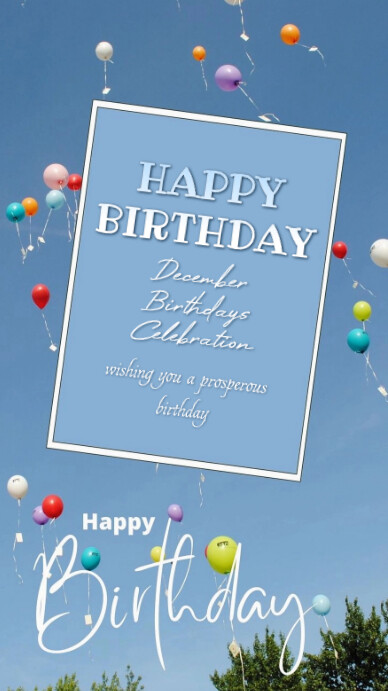 Blue Maximalist December Birthdays Celebration Whatsapp Status Template ...